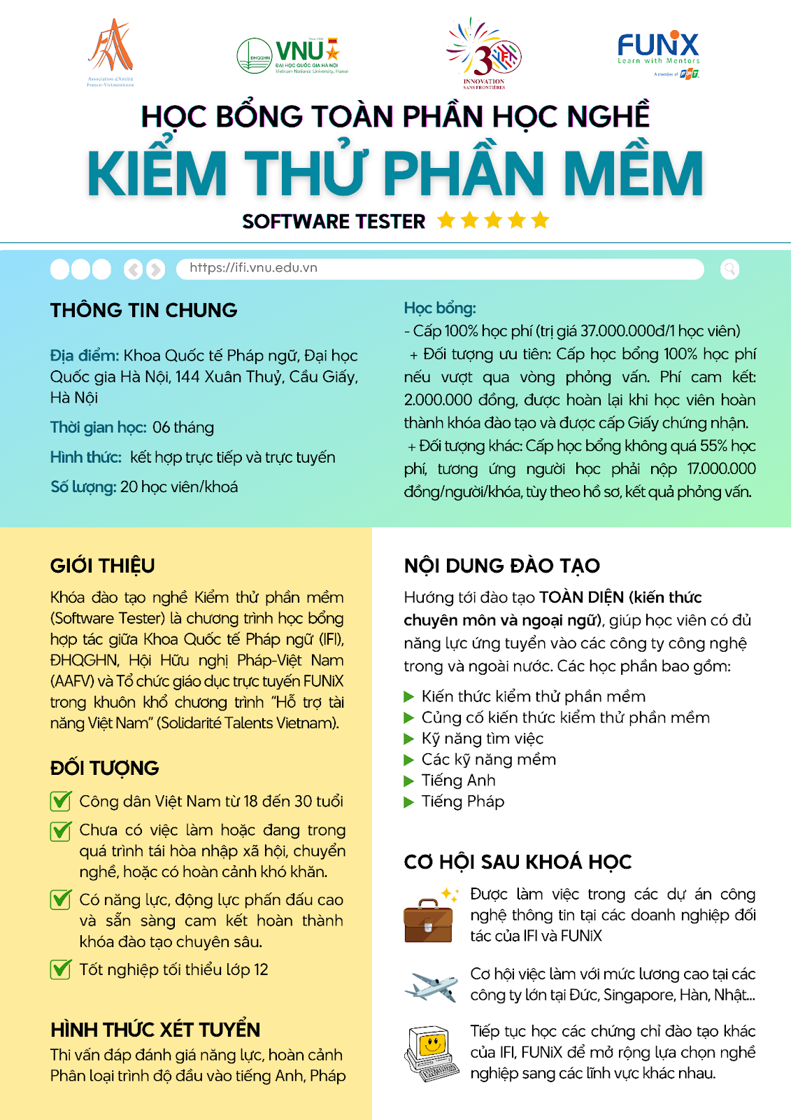VNU – IFI: tuyển sinh Khóa đào tạo Kiểm thử phần mềm (Software tester)